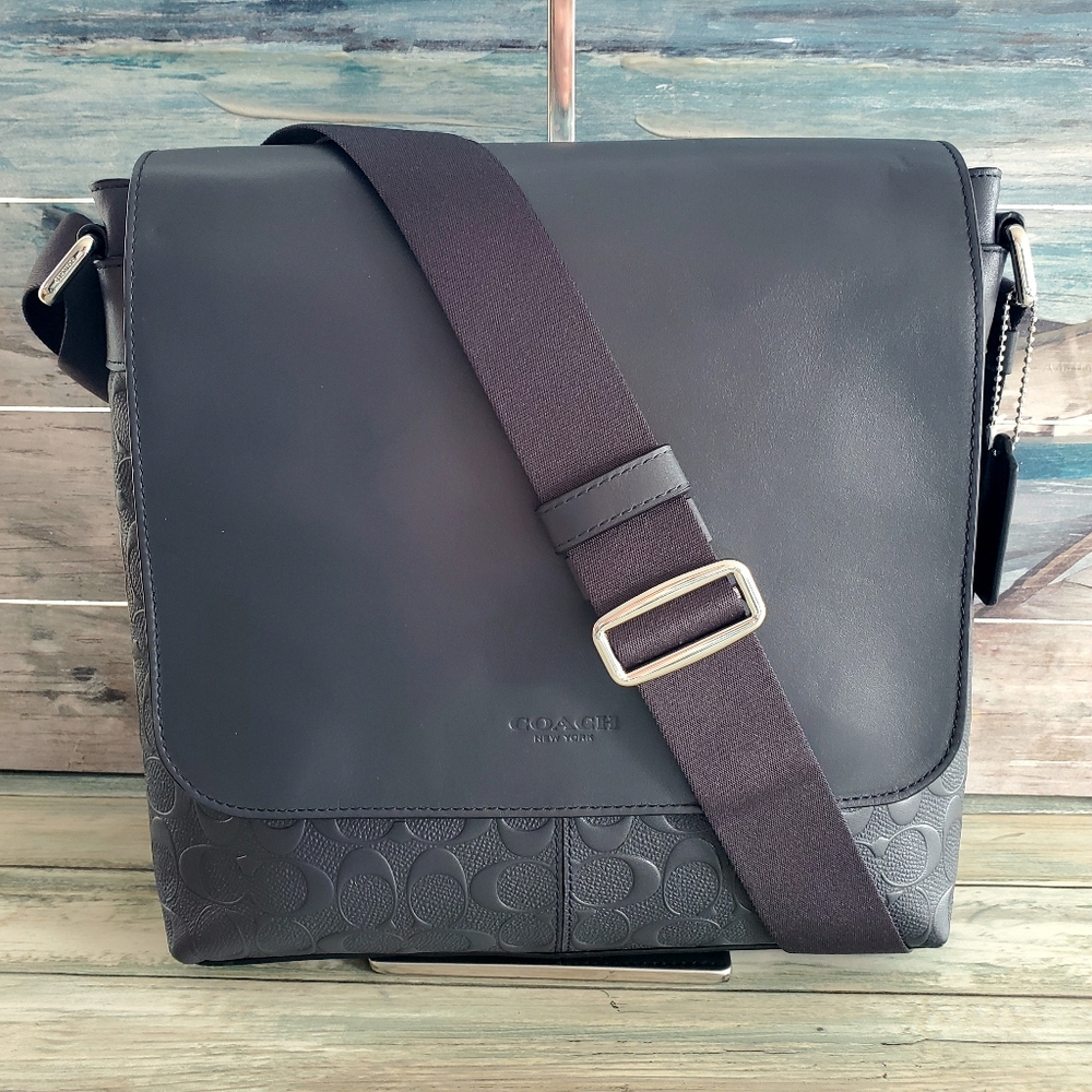 Coach Charles Messenger Signature Leather Midnight Bl… - Gem